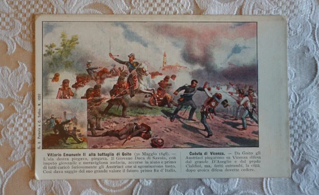 CARTOLINA VITTORIO EMANUELE II ALLA BATTAGLIA DI GOITO CADUTA DI ...