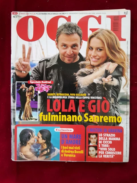 MAGAZINE OGGI 2008 11 Bocelli Sharon Stone Anna Magnani Lady Diana ...