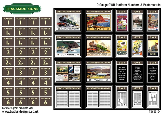 GREAT WESTERN RAILWAY GWR Platform Numbers & Posters - Model Railway O ...