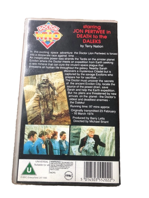 DOCTOR WHO: DEATH To The Daleks (Unedited Edition VHS, 1995) - Jon ...