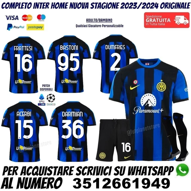 MAGLIA INTER 2023 2024 Frattesi Bastoni Darmian Dumfries Acerbi Home ...