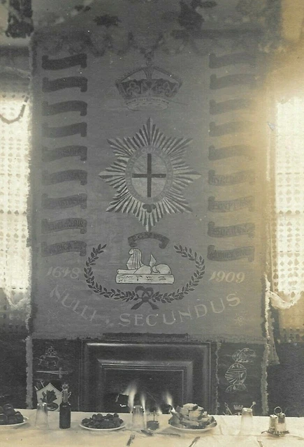 PRE WW1 PHOTO Postcard Coldstream Guards Blanket Flag Dining Room Egypt ...