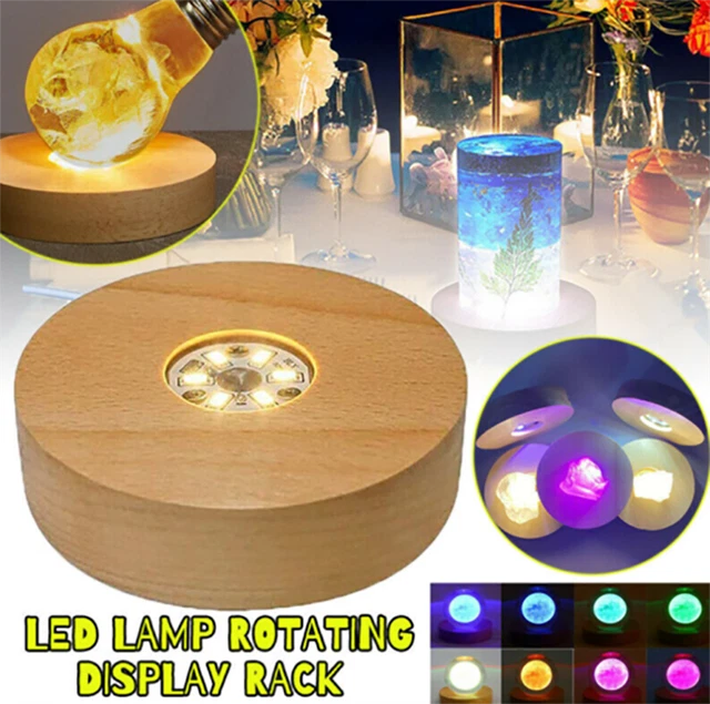 WOOD LIGHT BASE Rechargeable Wooden LED Light Rotating Display Stand ...
