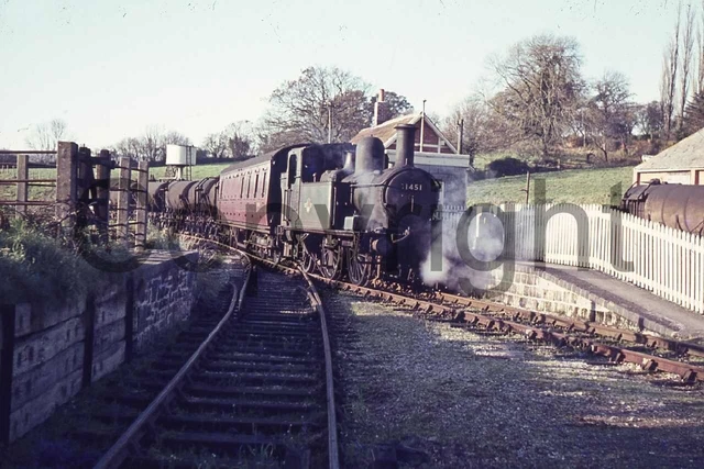 ORIGINAL 35MM COLOUR BR STEAM 14XX CLASS 1451 HEMYOCK BRANCH LINE 1962 ...