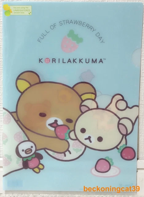 SAN-X RILAKKUMA CHARACTER Korilakkuma A4 File Folder Strawberry 2024 ...