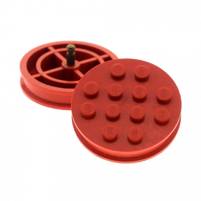 2 X LEGO System Wheel Red Wheels Rim Solo Large 12 Studs Old Metal Pen ...