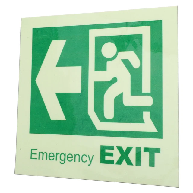EMERGENCY EXIT SIGN Sticker Office Dark Indicator Commercial Lighted ...