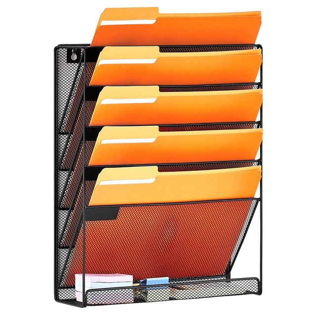 VEVOR FILE WALL Rack Mesh Wall File Holder 1-Piece 6 Pockets for Office ...