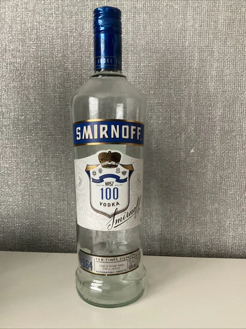 SMIRNOFF BLUE LABEL Vodka 1 Liter 50% Vol. 100 Proof Empty Bottle £20. ...