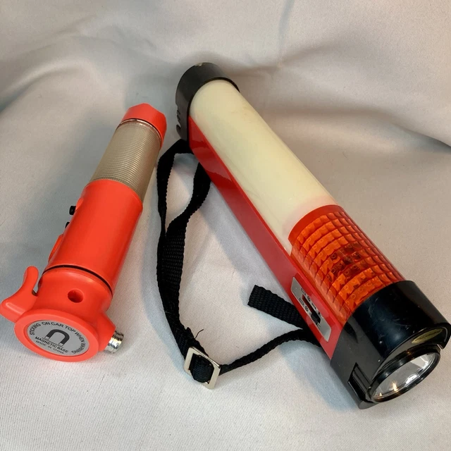 PAIR OF SAFETY & Emergency Flashlight Lights Window Breaker Siren Belt ...
