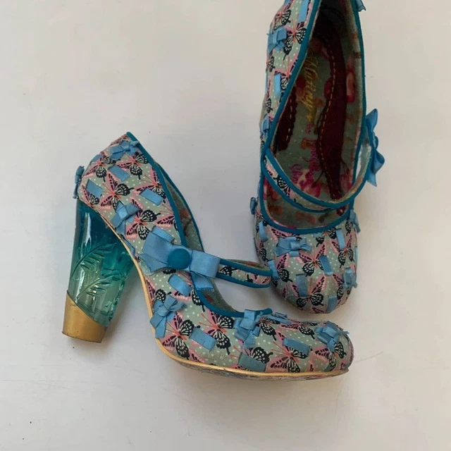 4 37 IRREGULAR choice heels clear block blue Green heel floral pink ...