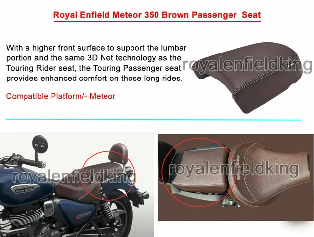 GENUINE ROYAL ENFIELD Meteor 350 Brown Color Touring Passenger Seat £61 ...