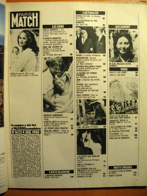 PARIS MATCH 1623 du 04/07/1980- Ursula maman. Guerre, Europe est-elle ...