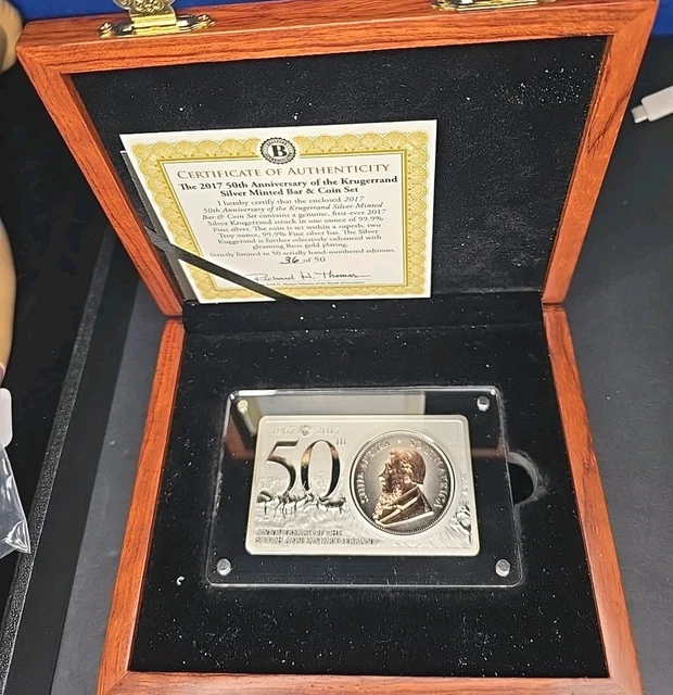 2017 1OZ SILVER 50th Anniversary Krugerrand with Privy encased in 2oz ...