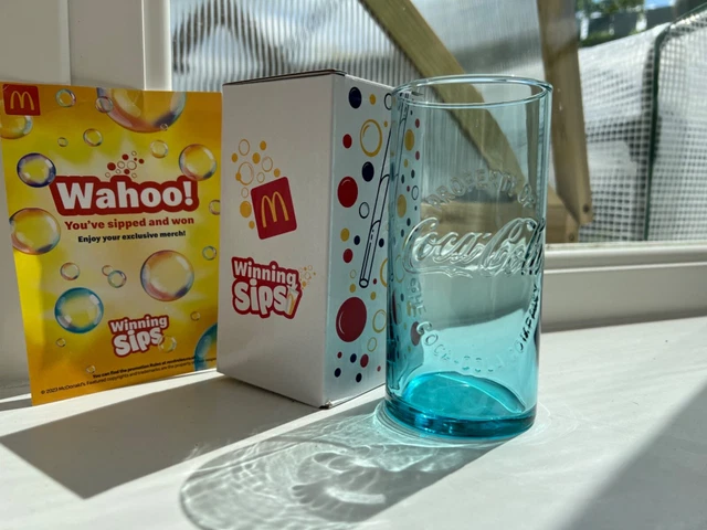 BRAND NEW MCDONALDS Winning Sips Coca Cola Blue Glass 2023 Limited ...