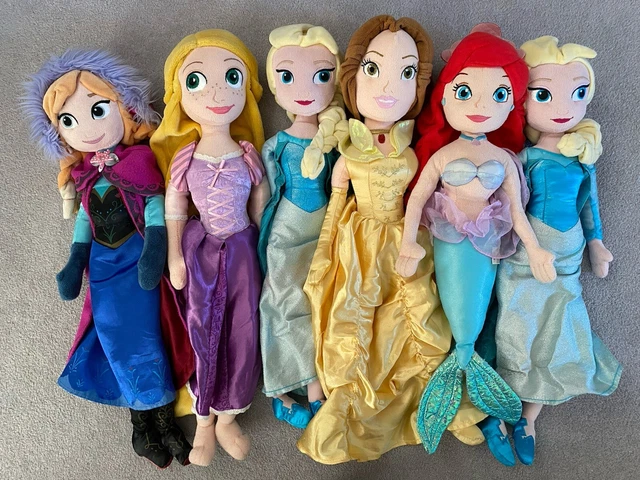 DISNEY PRINCESS ELSA Anna Belle Ariel Rapunzel Plush Doll X6 Approx ...