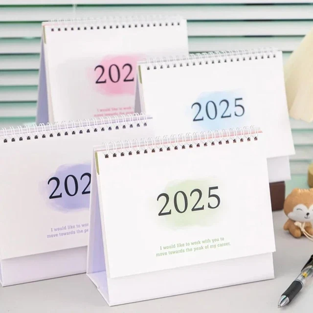 THICK PAPER 2025 Desk Calendar Protable Standing Flip Calendar Table ...