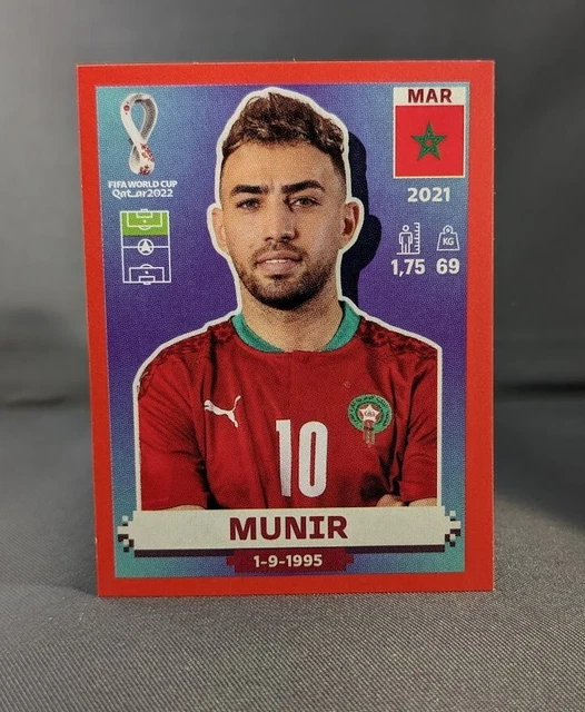 PANINI FIFA WORLD Cup Qatar 2022 Sticker - Munir Morocco Red Parallel - #MAR 19 £6.89 - PicClick UK