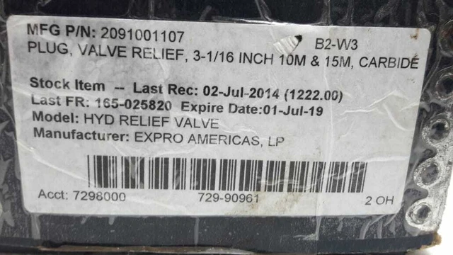 EXPRO AMERICAS 91-0011-07 Rev A Spina Valvola Relief 2091001107 EUR 441 ...