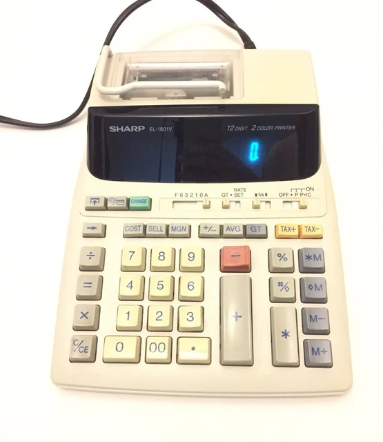 SHARP ELECTRIC ACCOUNTING Calculator Printer EL-1801V 12 Digit 2 Color ...