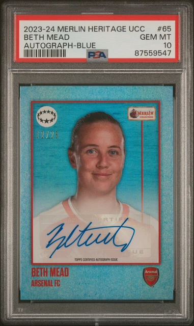 2023-24 TOPPS MERLIN Heritage Beth Mead Auto Blue /25 PSA 10 POP 1 $278 ...