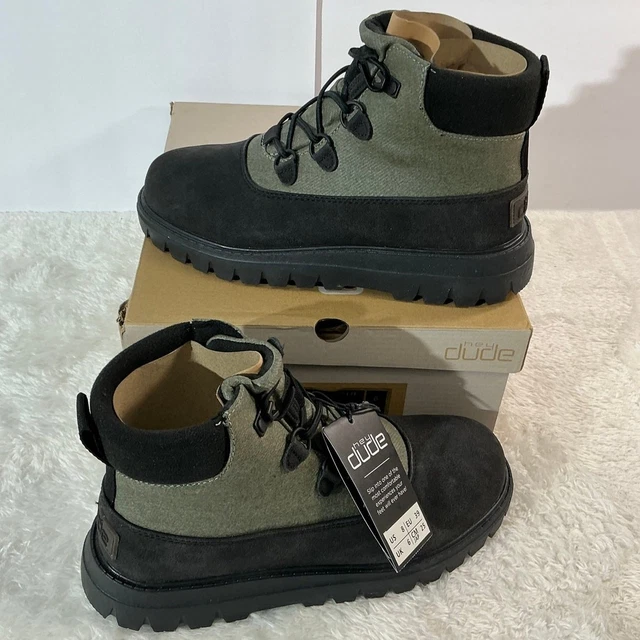 HEY DUDE TONYA Eco Shield Boots Black Olive Mens 8 New in Box Water ...