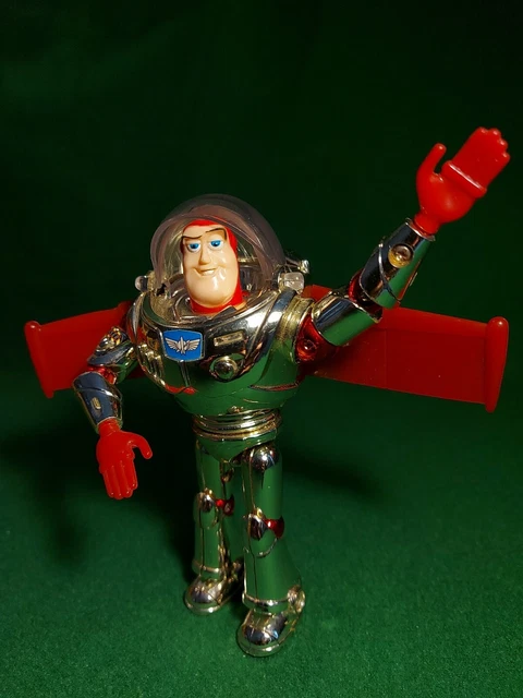 BUZZ LIGHTYEAR RARE chrome 5” TOY STORY interstellar red/gold thinkway ...