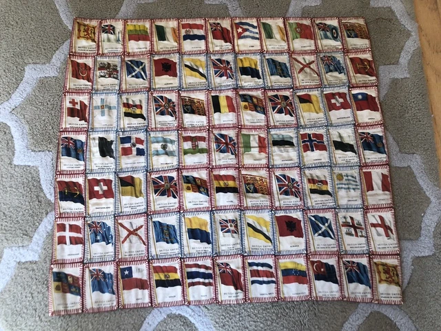 VINTAGE COLLECTABLE National & British Empire Flags (silks) x 77 Sewn ...