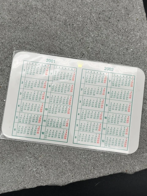 #1289 ORIGINAL ROLEX 2001 / 2002 Kalender Calendar Karte Card Datejust ...