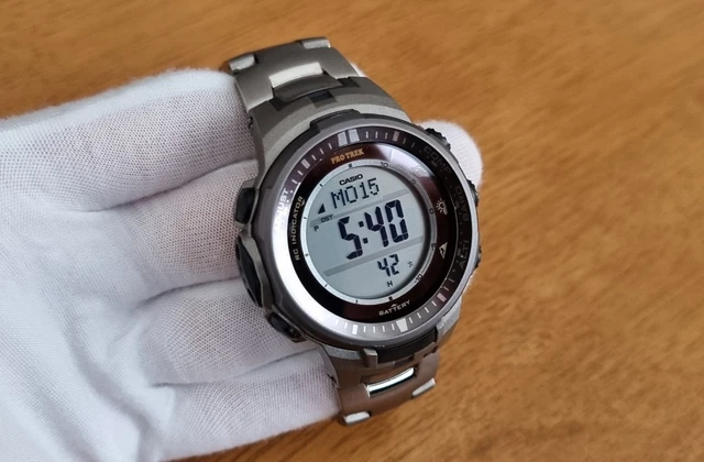 CASIO PROTREK PRW-3000T-7 Titanium Solar Altimeter Thermo Barometer ...