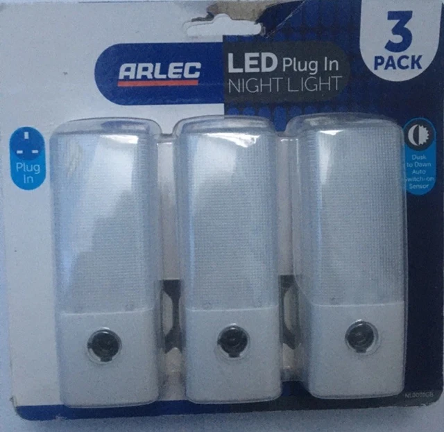 ARLEC 3 PACK LED Plug In Nightlights-Dusk to Dawn Auto Switch-on Sensor ...