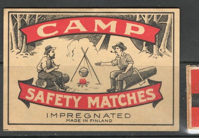 MATCHBOX LABELS FINLAND-CAMP, packet size, export- ** £2.25 - PicClick UK