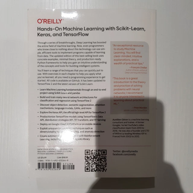 HANDS-ON MACHINE LEARNING with Scikit-Learn, Keras, and TensorFlow £21. ...