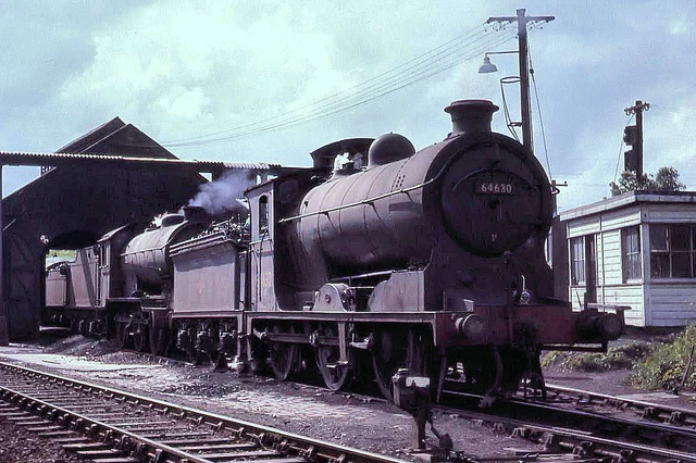 J37 CLASS 0-6-0 64630 stands outside Alloa shed 6x4 Quality British ...