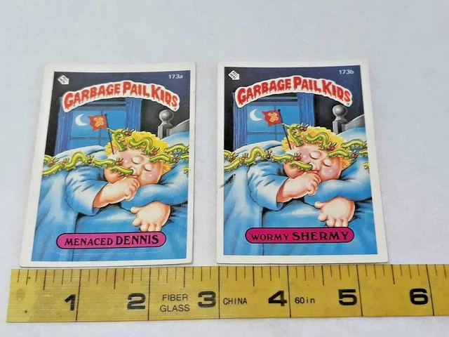 GARBAGE PAIL KIDS Series 5 173a MENACED DENNIS 173b WORMY SHERMY ...