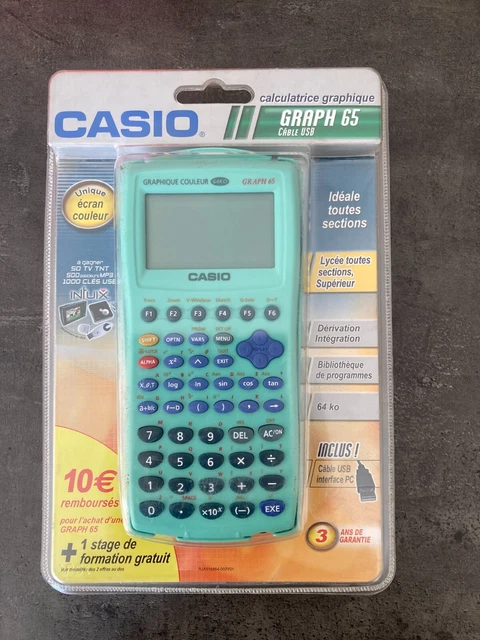 CALCULATRICE GRAPHIQUE CASIO GRAPH 65 CABLE USB 64 KO Neuf jamais ...