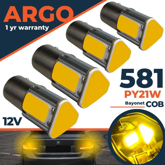 BAU15S PY21W 581 Clignotant LED Ambre Jaune Cob Voiture 1156 Signal ...