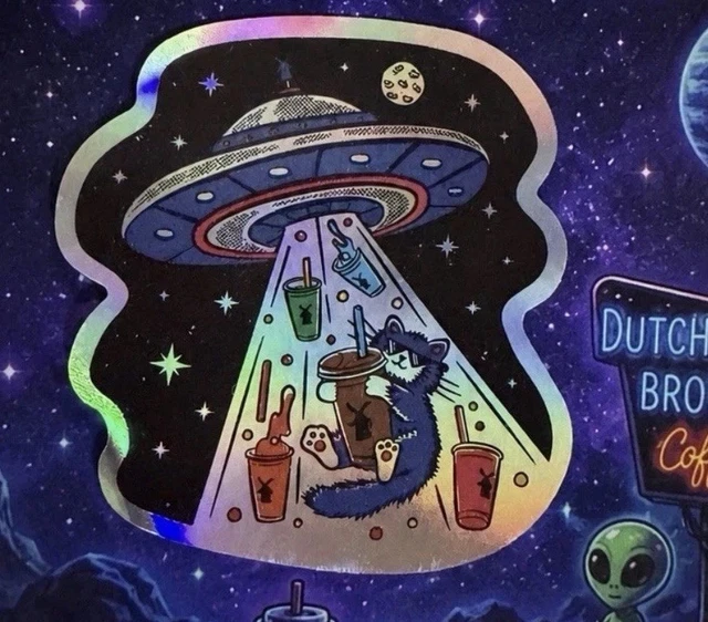 DUTCH BROS JULY 1, 2026 First Of The Month Sticker Holographic UFO ...