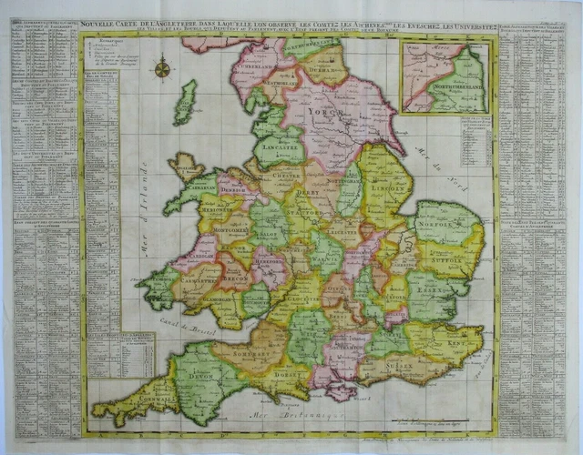 ANTIQUE MAP OF England and Wales by Henri Chatelain 1718 £120.00 ...
