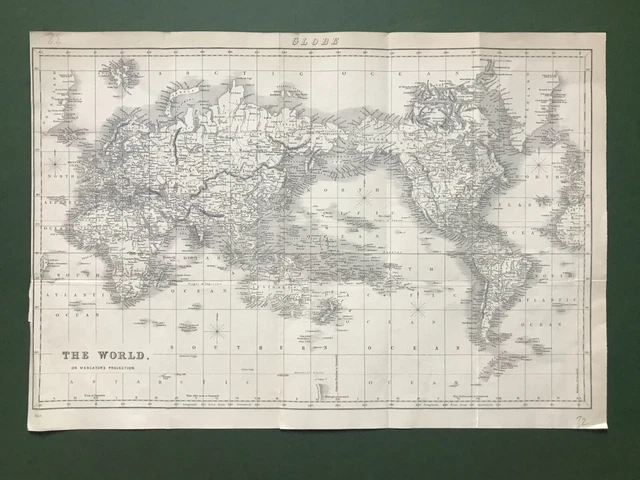 ANTIQUE VICTORIAN MAP of the World Mid 1800s Globe Map £19.00 - PicClick UK
