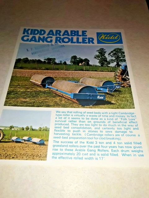 KIDD ARABLE GANG roller sale brochure 2 page £6.00 - PicClick UK