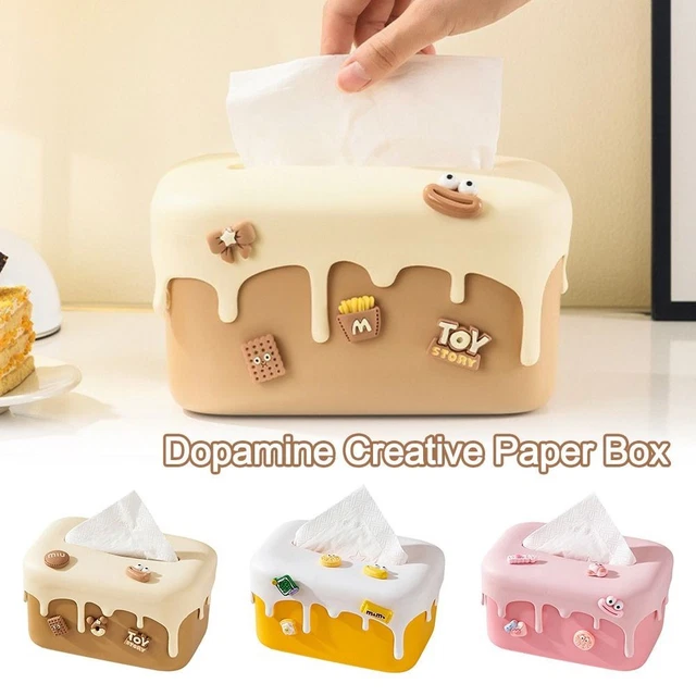 CREAM PAPER BOX Spring Lifting Tissue Storage Box Living Room Bathroom ...