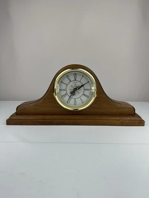 VINTAGE SUNBEAM SOLID Wood Mantle Clock WORKS Battery Operated Heavy £ ...