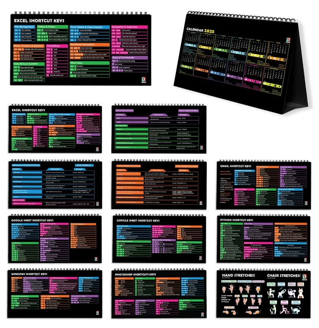 EXCEL CHEAT SHEET Desktop Calendar 2025 | Mini Desk Calendar (10 x 5'') £18.31 - PicClick UK