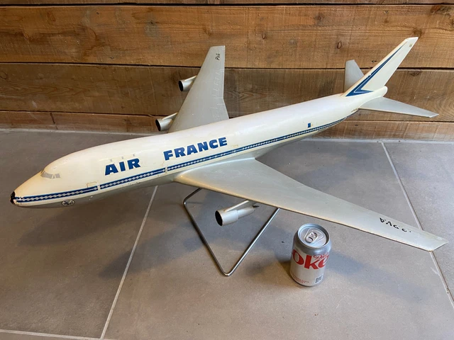 LARGE AIR FRANCE Boeing 747 Model Plane on Stand. 1970s Travel Agency ...