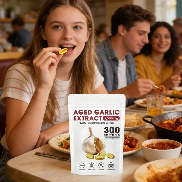 AGED GARLIC EXTRACT, 300 Softgels, 7500mg Odorless Heart & Immune USA ...