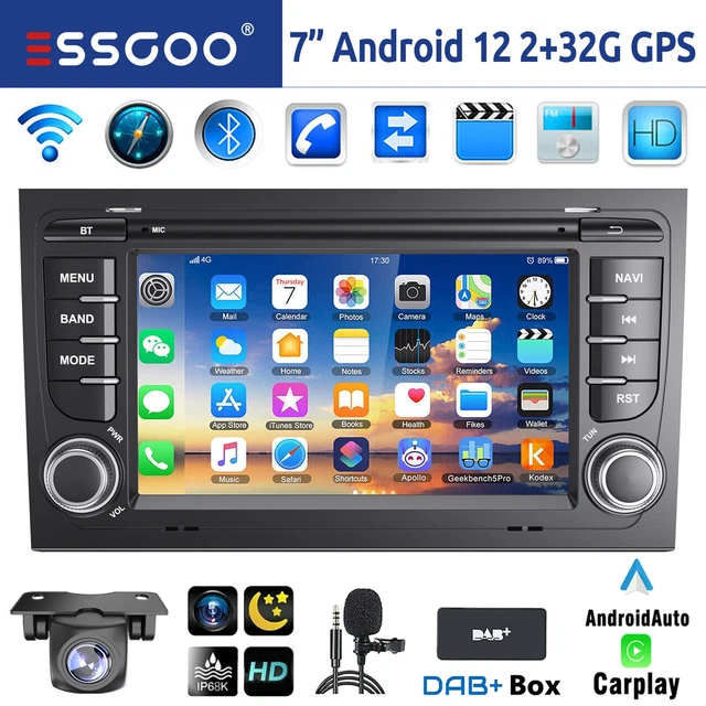 DAB+ CARPLAY AUTORADIO Android 12 GPS Navi RDS + MICRO EST VENU POUR Audi A4 S4 RS4 B6 B7 EUR ...