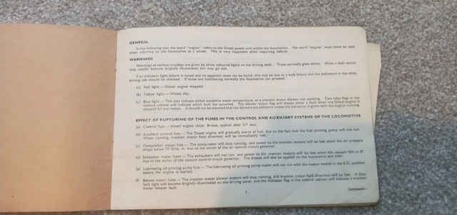 BRITISH RAIL DIESEL Train Fault Finding Instructions Type 1 & 4 English ...
