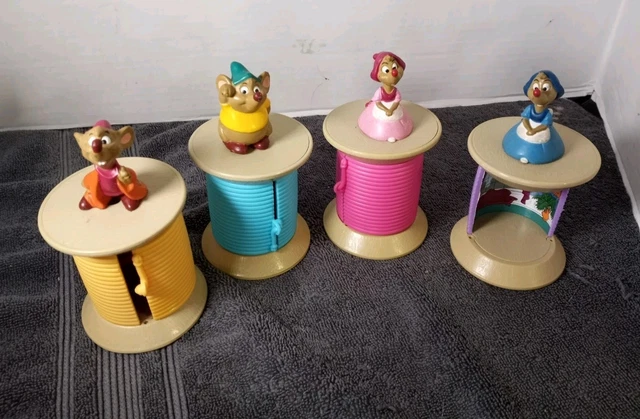 VTG SET OF 4 Disney Cinderella Mice Thread Spool Rooms Sewing Playsets ...