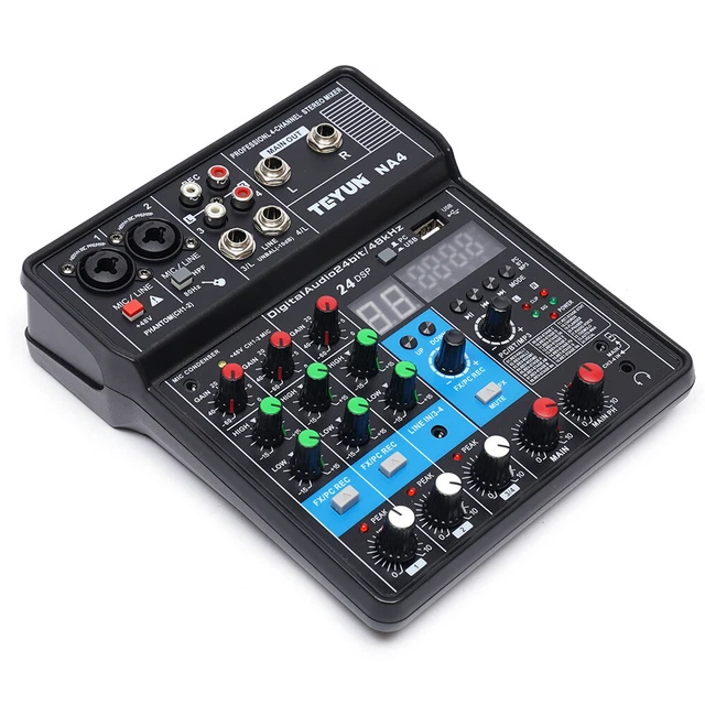 MINI 4 CHANNEL Bluetooth Studio Audio Mixer DJ Live Sound Mixing ...